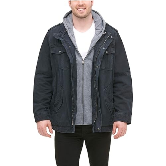 Levi's | Jackets & Coats | Levis Black Mens Washed Cotton Military ...